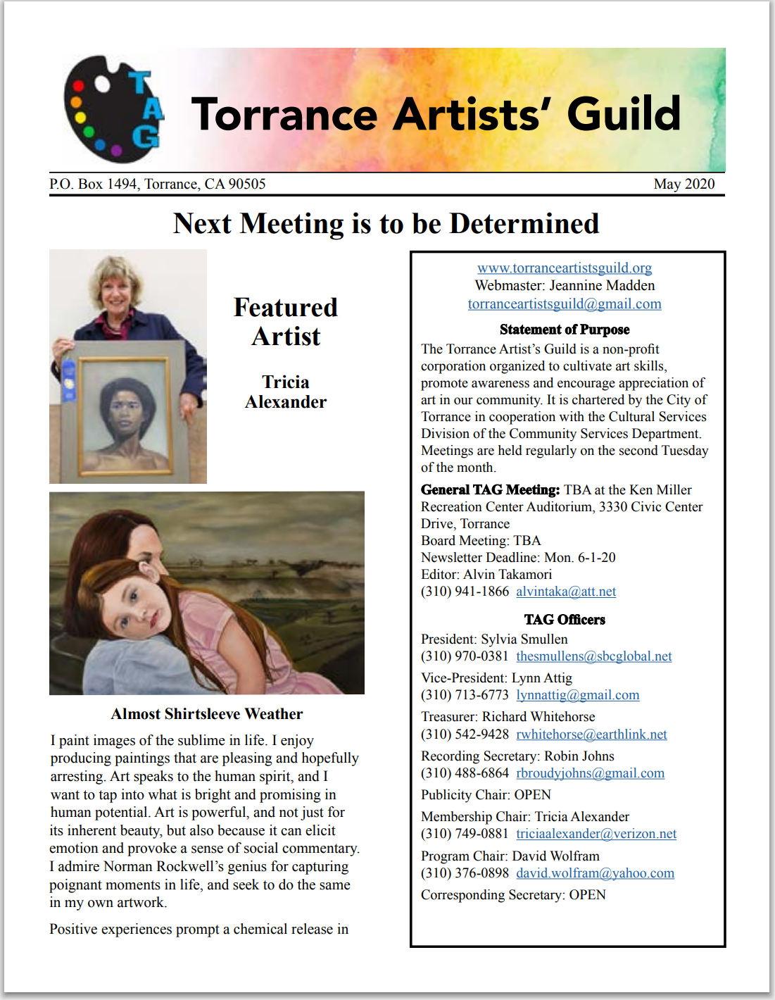 TAG Newsletter Featured Artist - Tricia Alexander Art